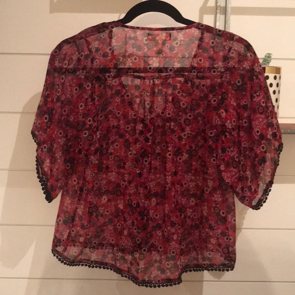 Band of Gypsies | Tops | Boho Lace Trimmed Sheer Top Xs | Poshmark